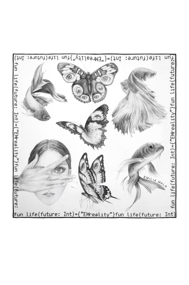 405method Not Allowed White And Black Print Silk Scarf Fashionrooftop 